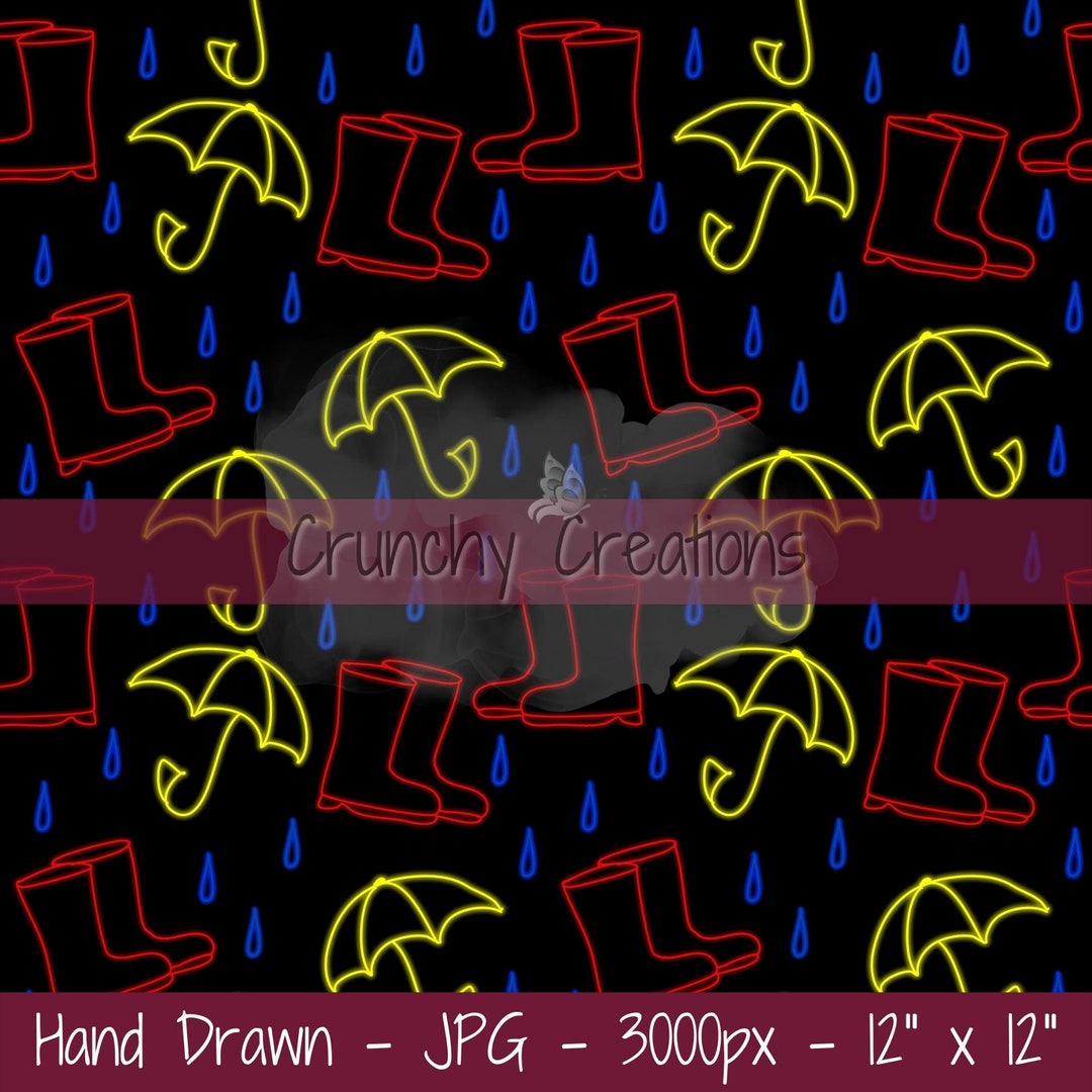 Rainy Day Digital Background, Seamless Files for Fabric, Rain Digital ...
