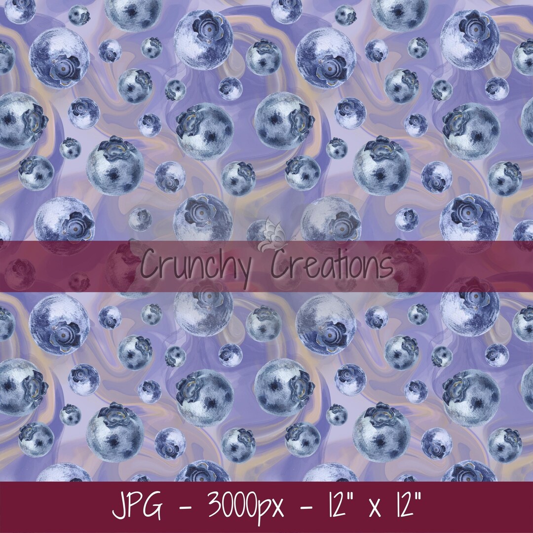 Blueberry Digital Paper, Seamless Files for Fabric, Fruit Pattern ...