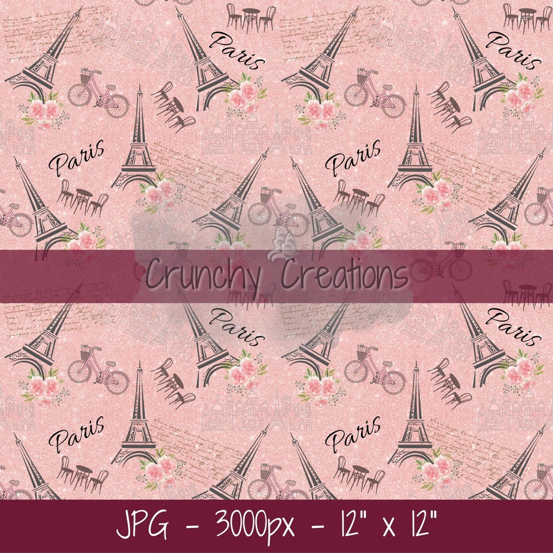 Pink Paris Digital Paper, Seamless File for Fabric, Repeating Pattern ...