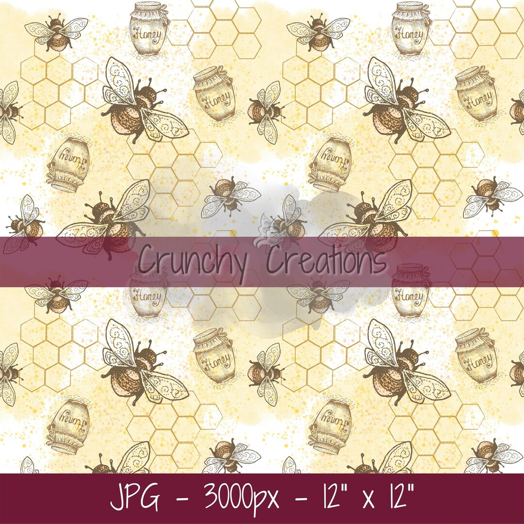 Honey Bee Digital Paper, Seamless Files for Fabric, Summer Bee Digital ...