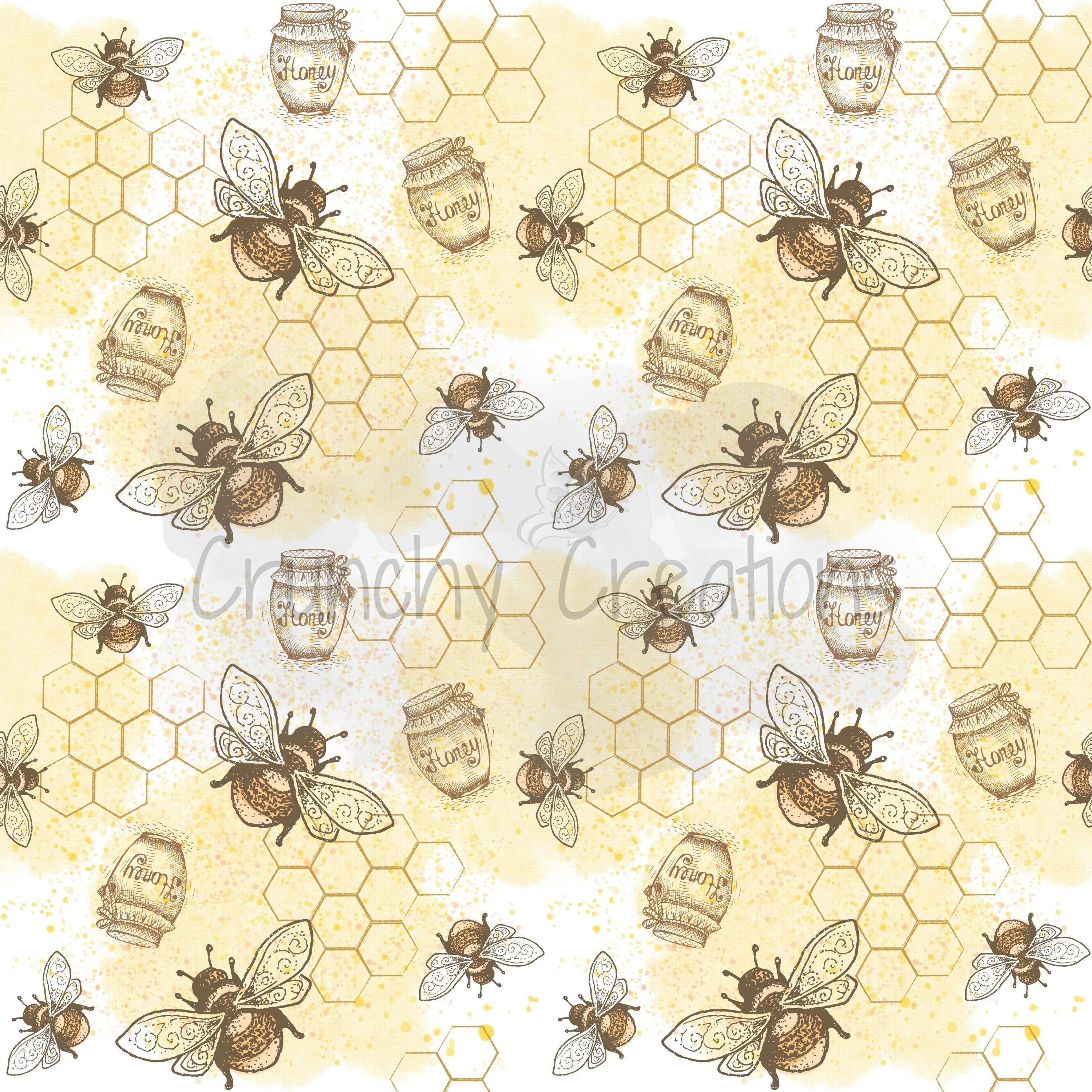 Honey Bee Digital Paper, Seamless Files for Fabric, Summer Bee Digital ...