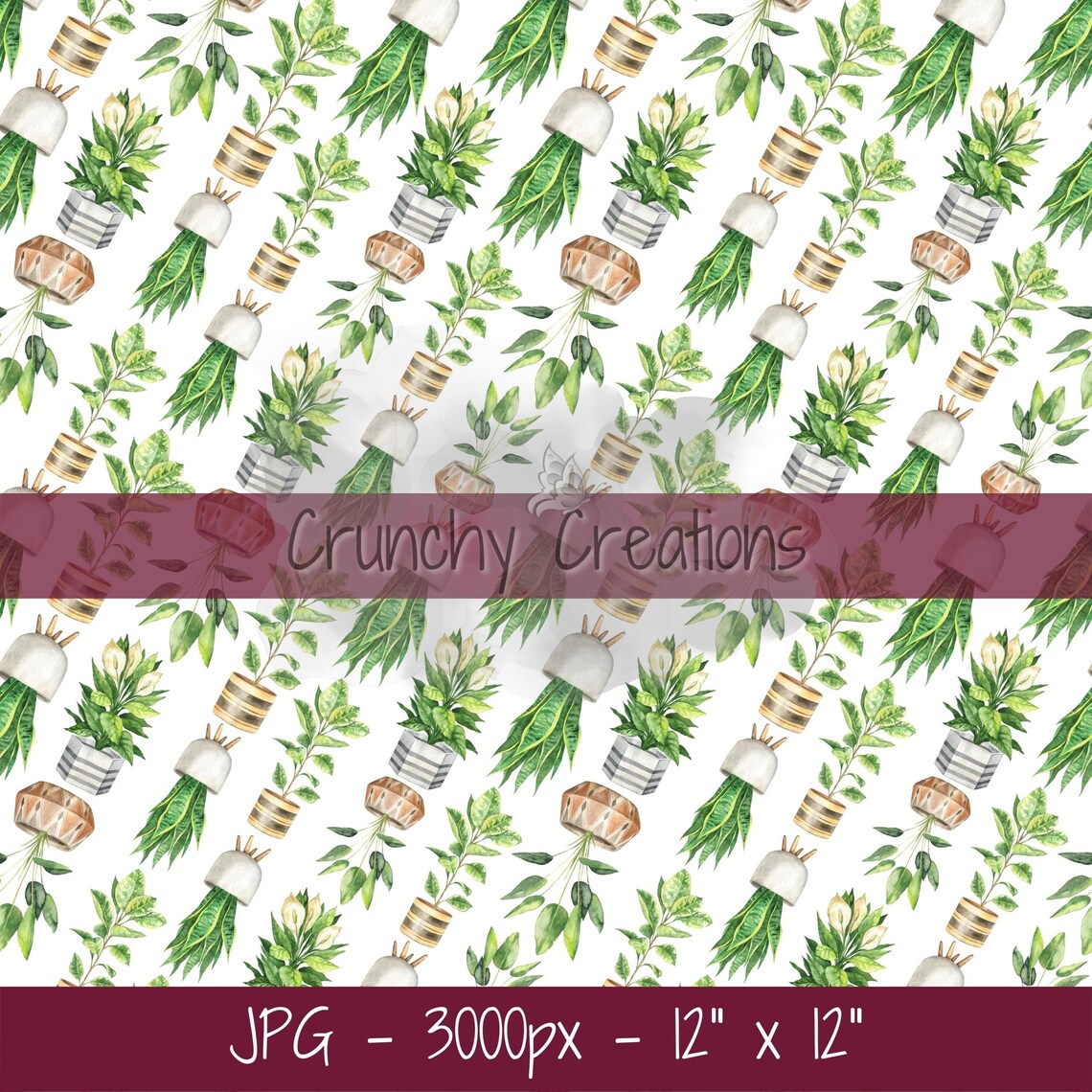 Houseplant Digital Paper, Seamless File for Fabric, Repeating Pattern ...