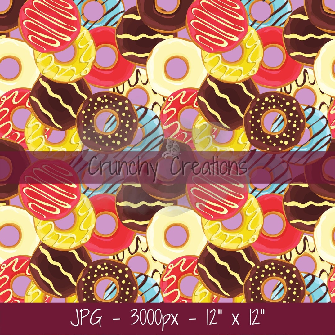 Donut Digital Paper, Seamless Files for Fabric, Two Sweet Birthday ...