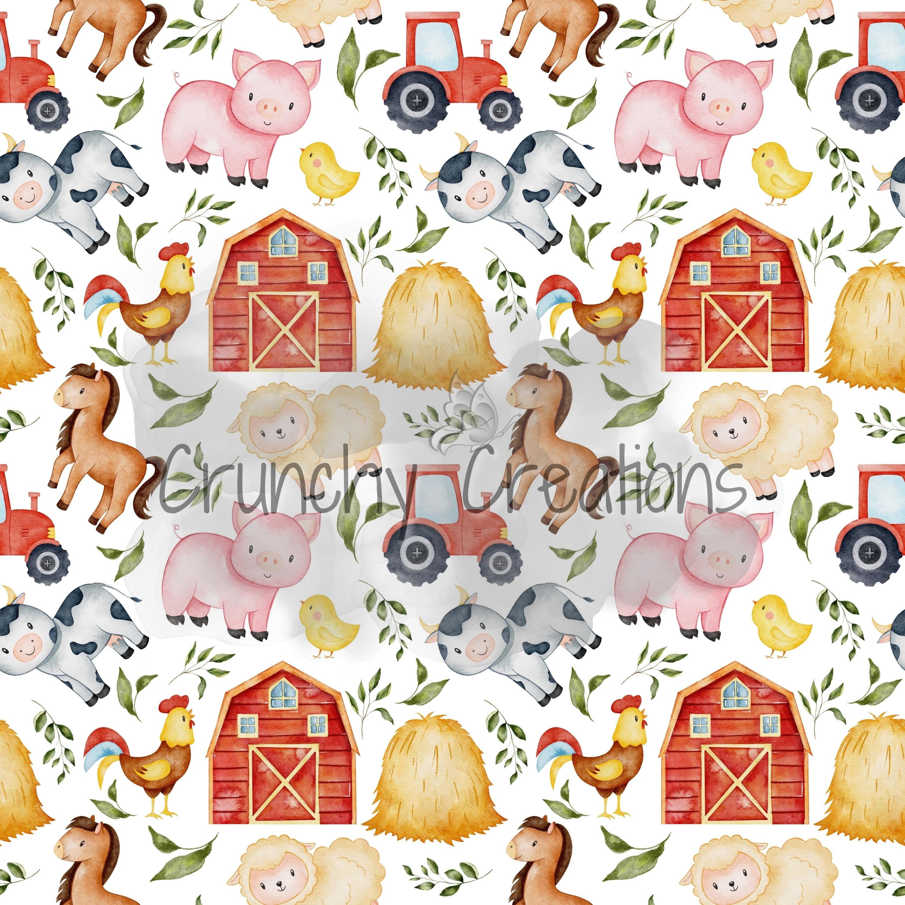 Down on the Farm Digital Paper, Farm Seamless Files for Fabric ...