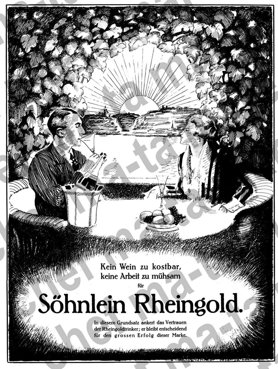 Sohnlein Rheingold Old German Champagne Poster From the 1920s - Etsy