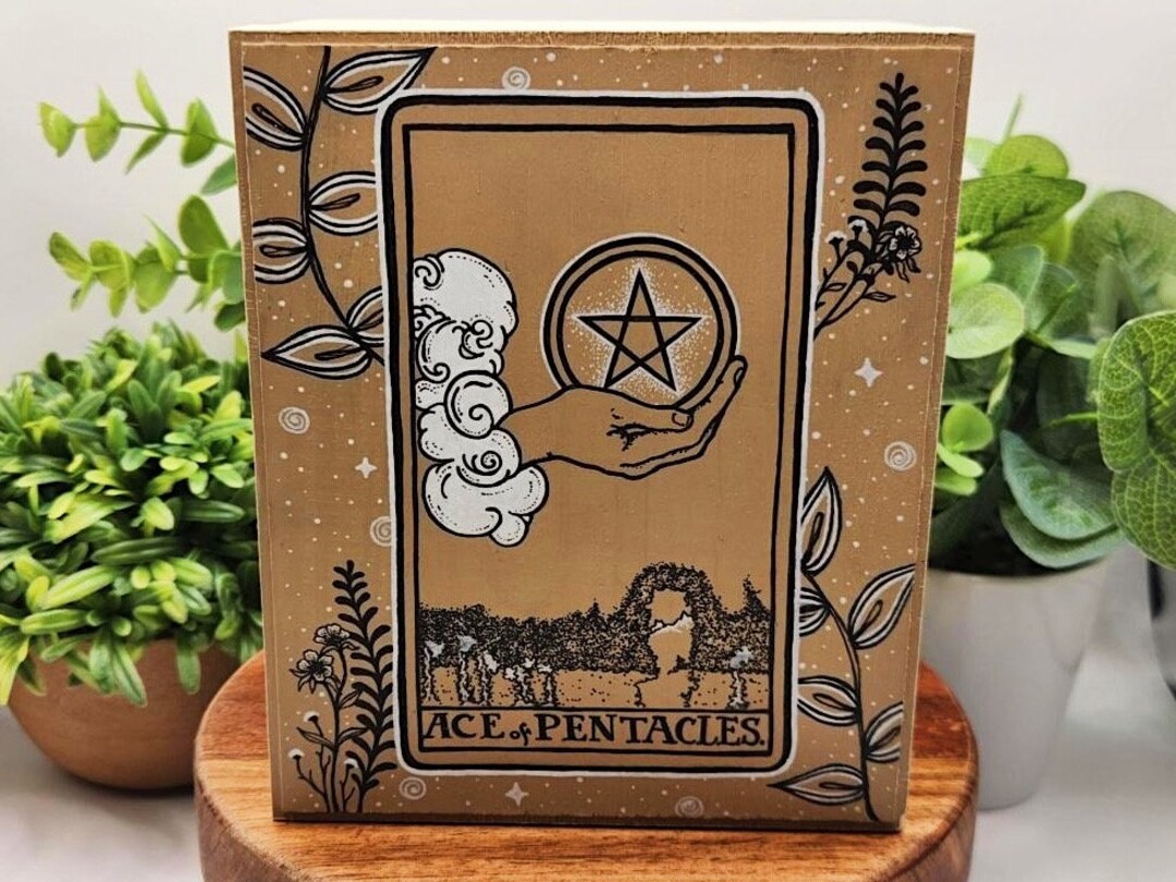 Hand Painted Ace of Pentacles Tarot Card Box - Etsy