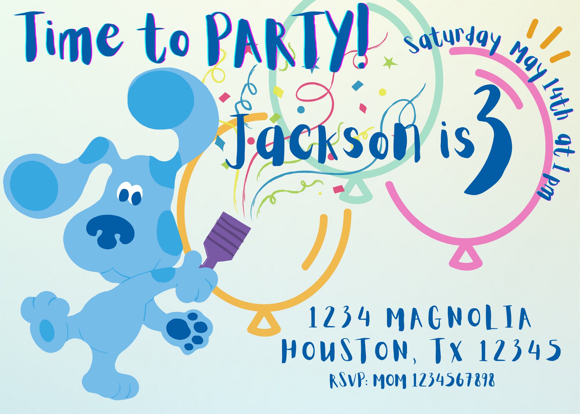 Blues Clues Birthday Invitation, Blues Clues Party Invite, 1st Birthday ...