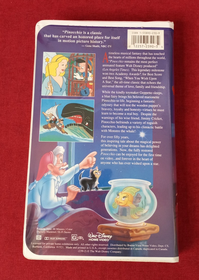 Walt Disney's Masterpiece Pinocchio Used VHS #239 - Etsy