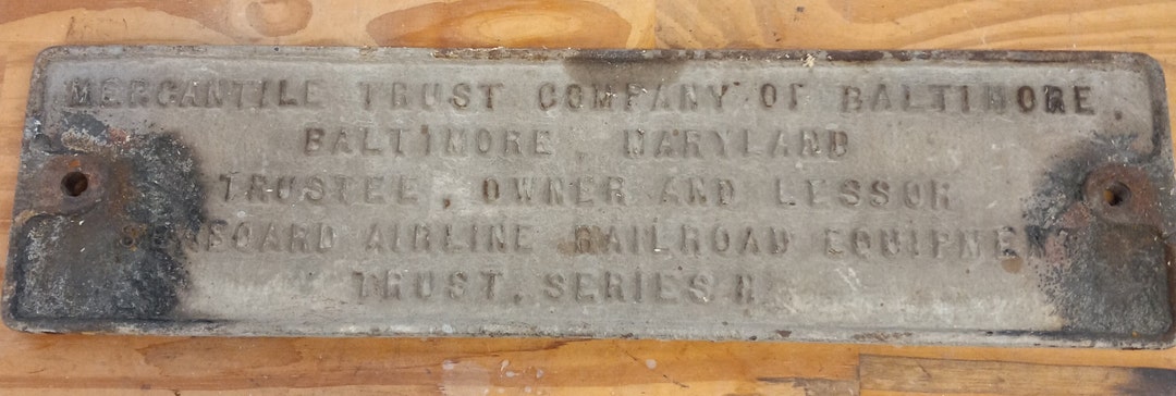 Vintage Railroad Car Owner Identification Plaque Seaboard Airline ...