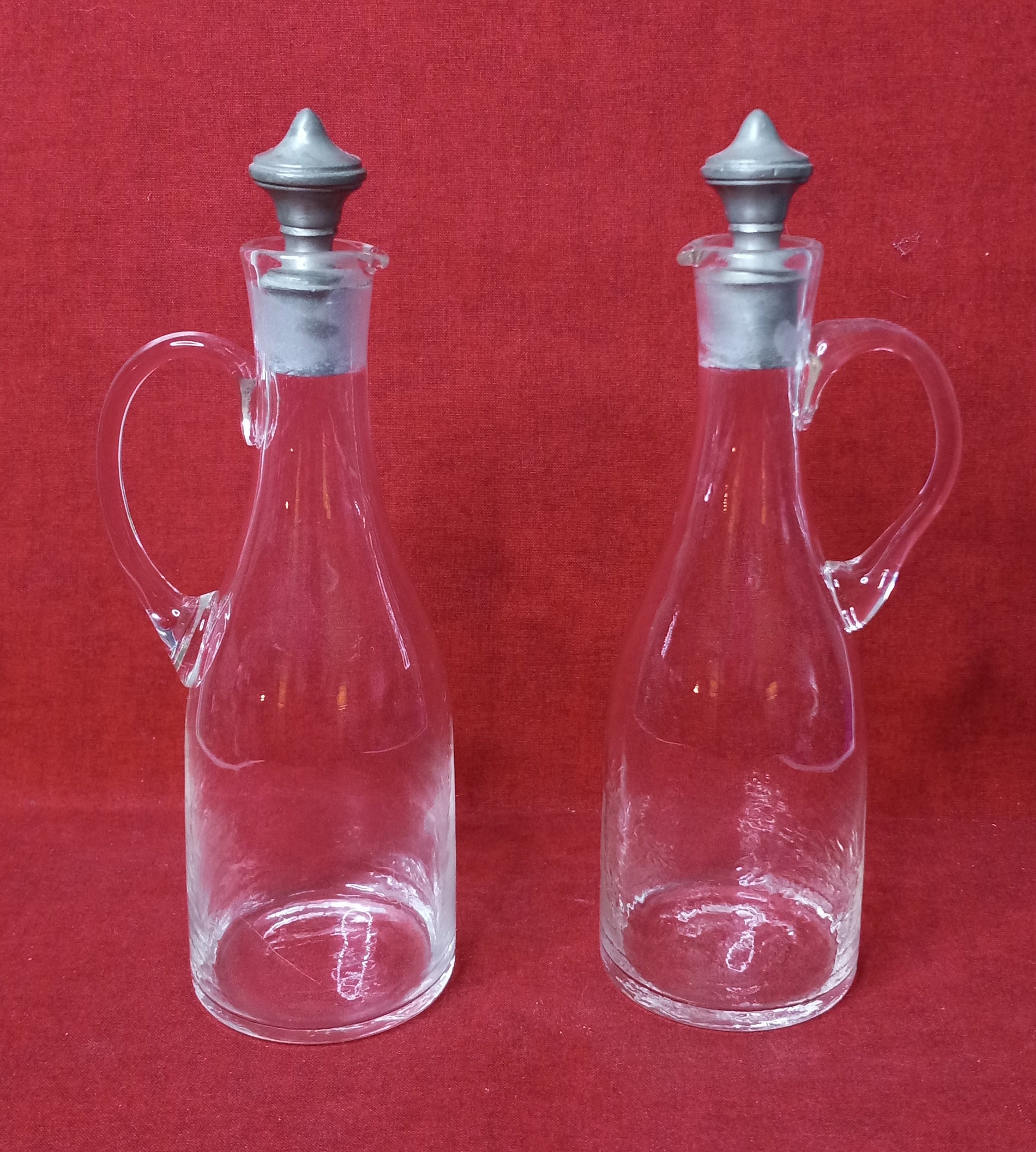 Vintage Glass Cruet Set in Pewter Caddy With Pewter Lids - Etsy