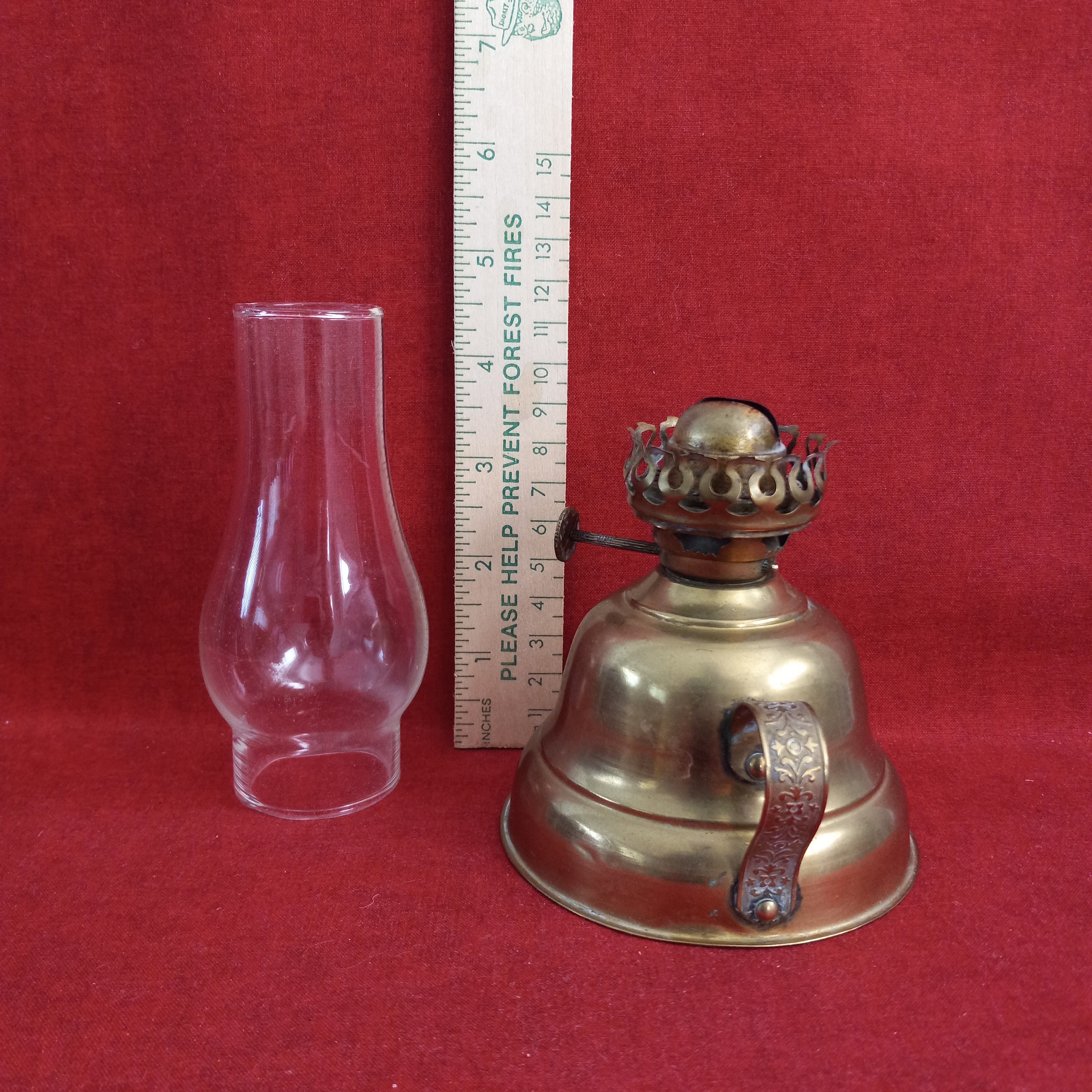 Vintage Small Brass Oil Lamp and Chimney, 1950s Sterling Made in USA ...