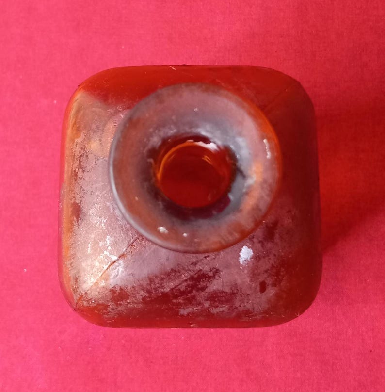 Vintage Brown Amber Square Glass Bottle With Round Neck(#ap30) - Etsy