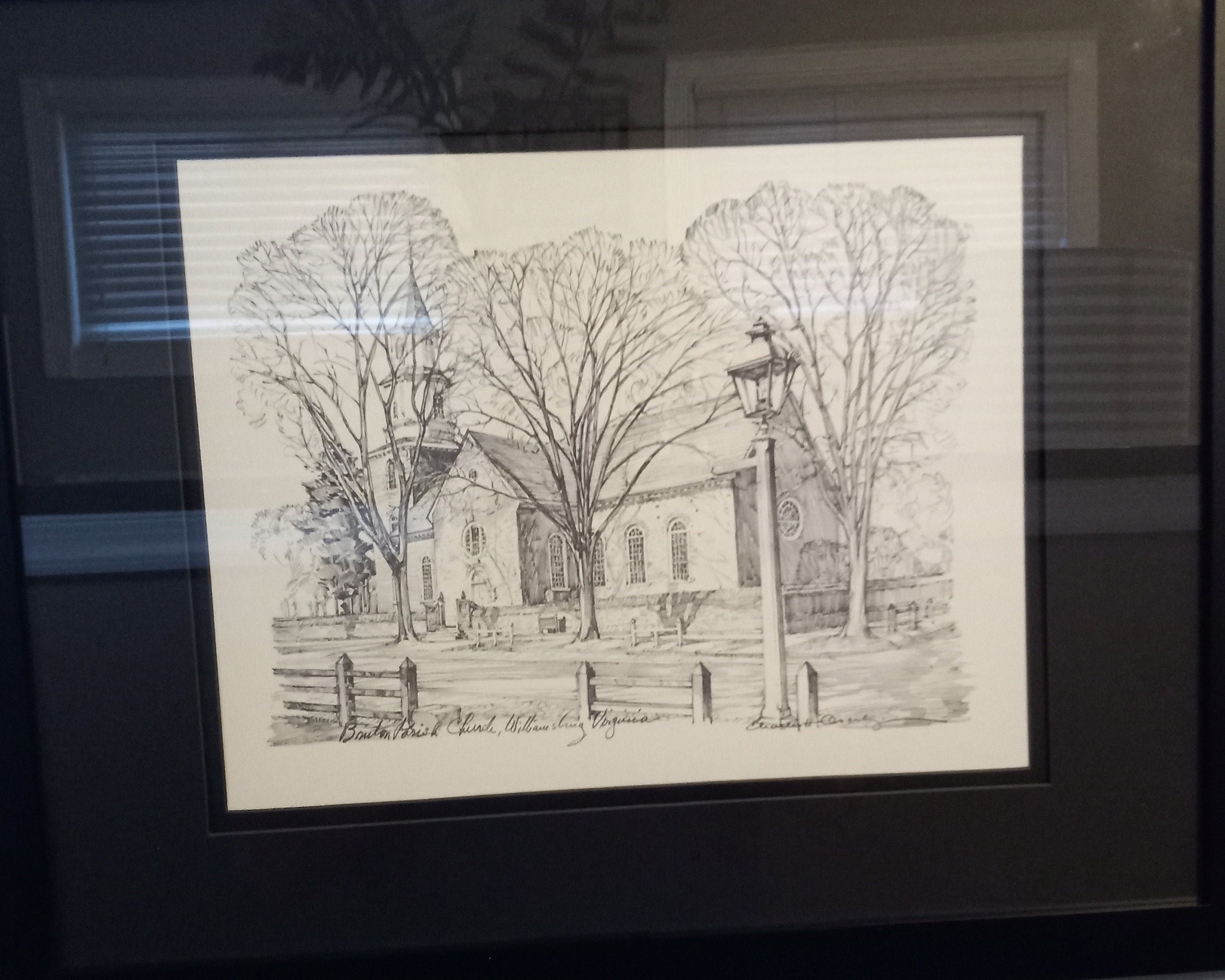 Charles H Overly, "bruton Parish Church" Williamsburg Pencil Sketch ...