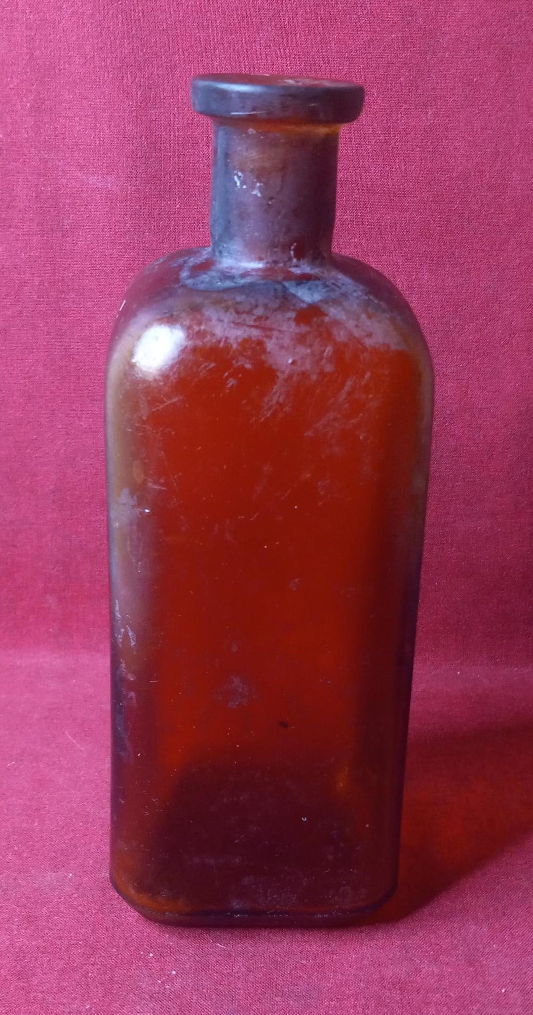 Vintage Brown Amber Square Glass Bottle With Round Neck(#ap30) - Etsy