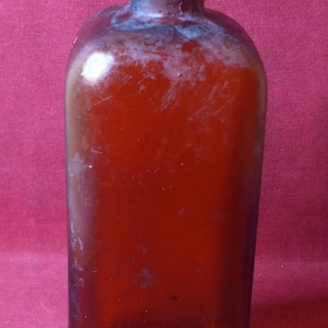 Vintage Brown Amber Square Glass Bottle With Round Neck(#ap30) - Etsy
