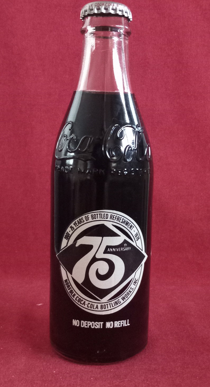 Coca Cola Commemorative Bottles, Full Norfolk VA. 75th Anniversary 1901 ...