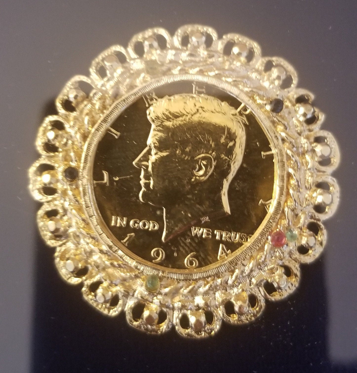 JFK Commemorative Coin Set: 24K Gold, Rubies, Emeralds, Sapphires - Etsy