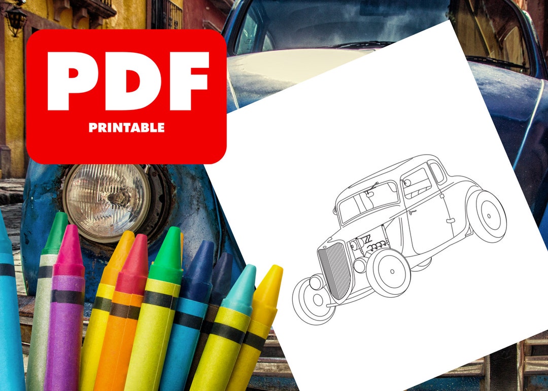 Hot Rod Coloring Page Collection PDF Download Unlimited - Etsy