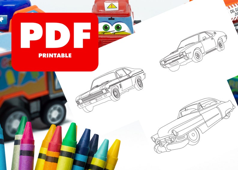 Hot Rod Printable Coloring Pages Racing Flames: Rev up Your - Etsy