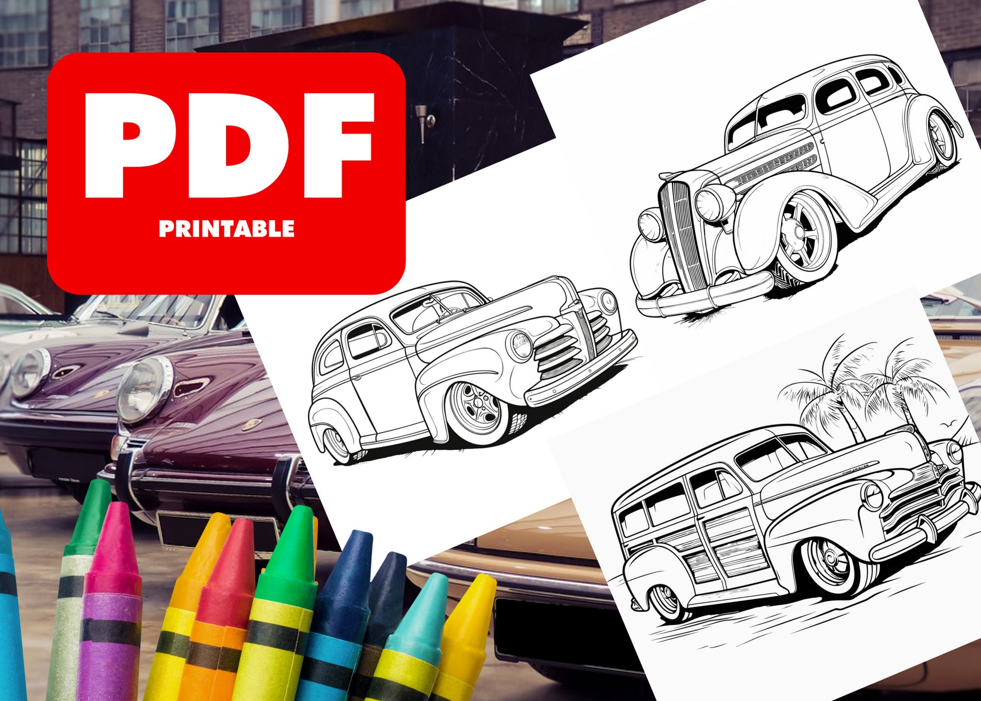 Hot Rod Printable Coloring Pages Chroma Quests: Where - Etsy