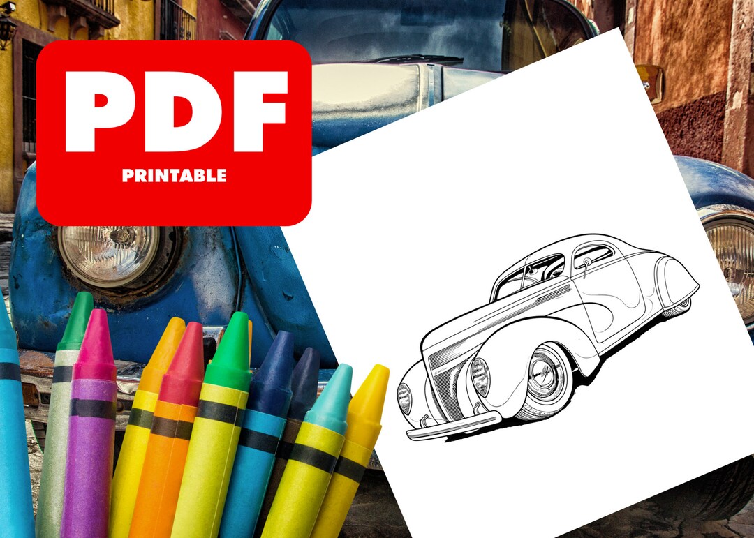 Hot Rod Printable Coloring Pages Colorful Car Carnival A - Etsy