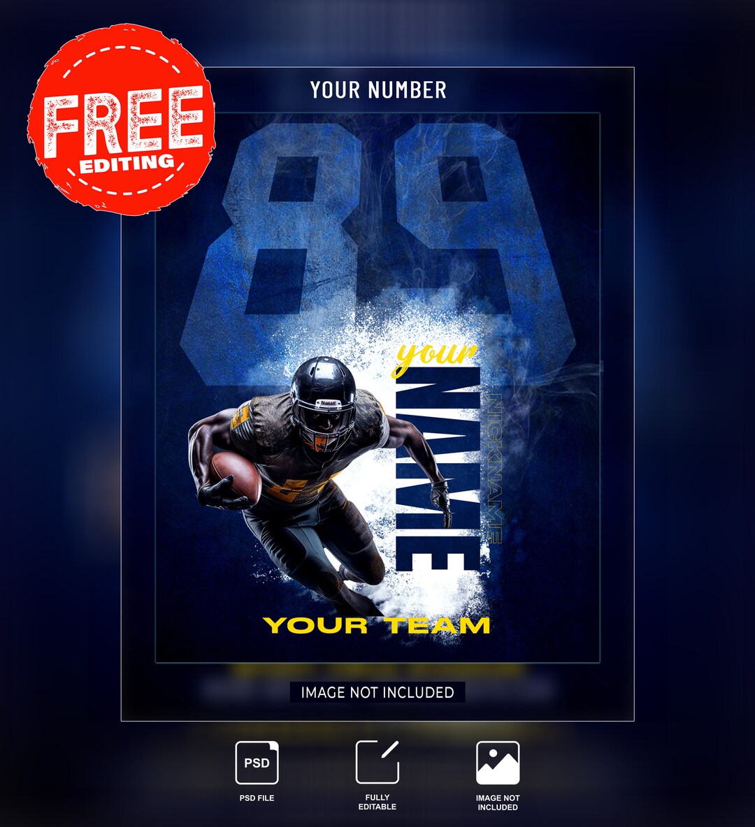 Fully Editable Player Number Photoshop Football Poster Template ...