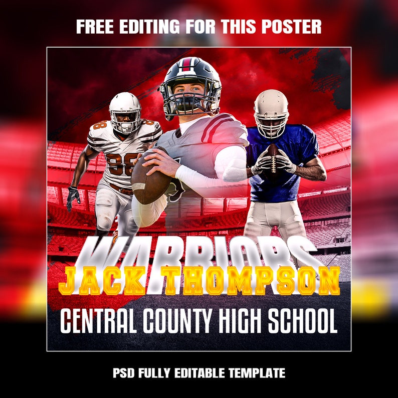 Custom Football Posters, Senior Night, Editable Football Poster ...