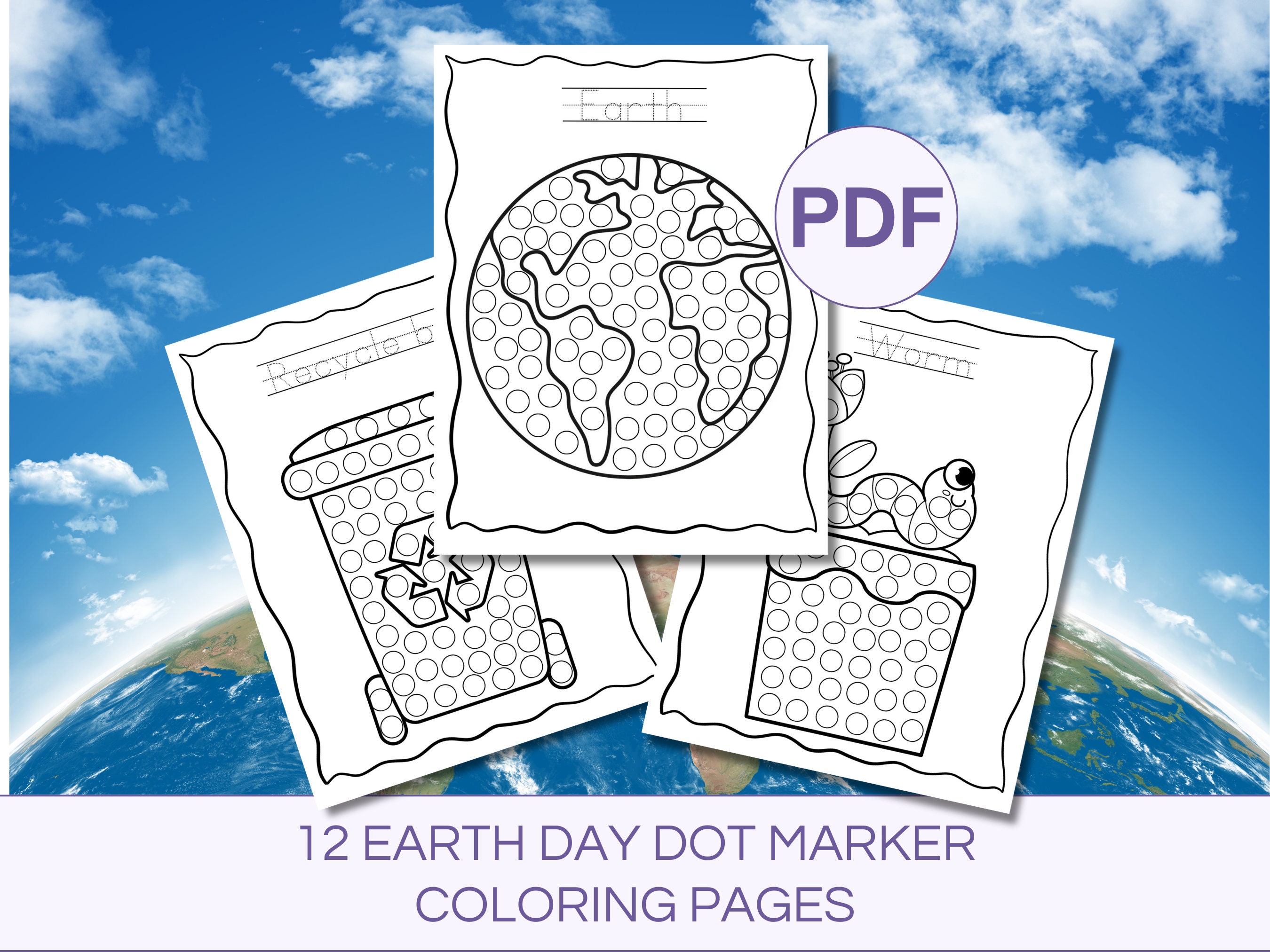 Earth Day Dot Marker Coloring Pages for Kids Dot Marker Recycling ...