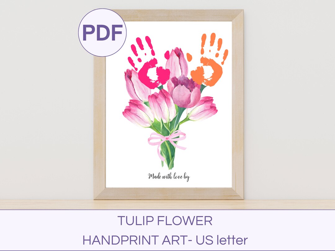 Flower Handprint Craft Art Printable Flower Handprint Bouquet Art ...