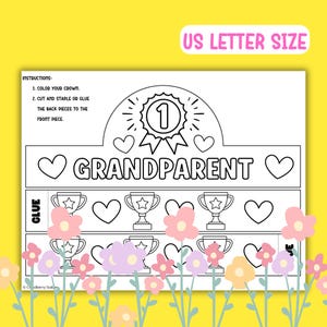 Grandparents Day Crown Coloring Craft Activity, Grandparent Paper Hat ...