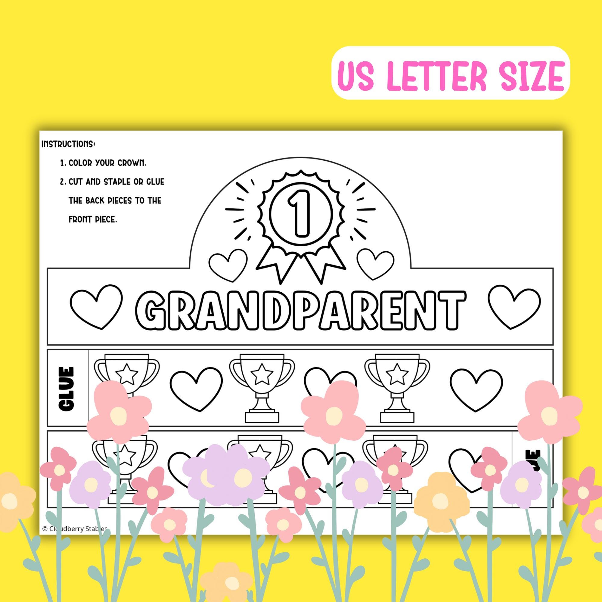 Grandparents Day Crown Coloring Craft Activity, Grandparent Paper Hat ...