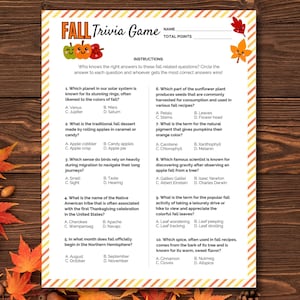 Printable Fall Trivia Game, Fall Emoji Game, Tic Tac Toe, Autumn ...