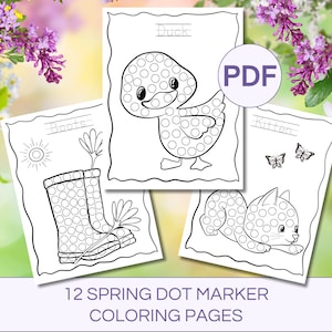 Printable Spring Dot Marker Coloring Pages for Kids Dot Activity Easter ...