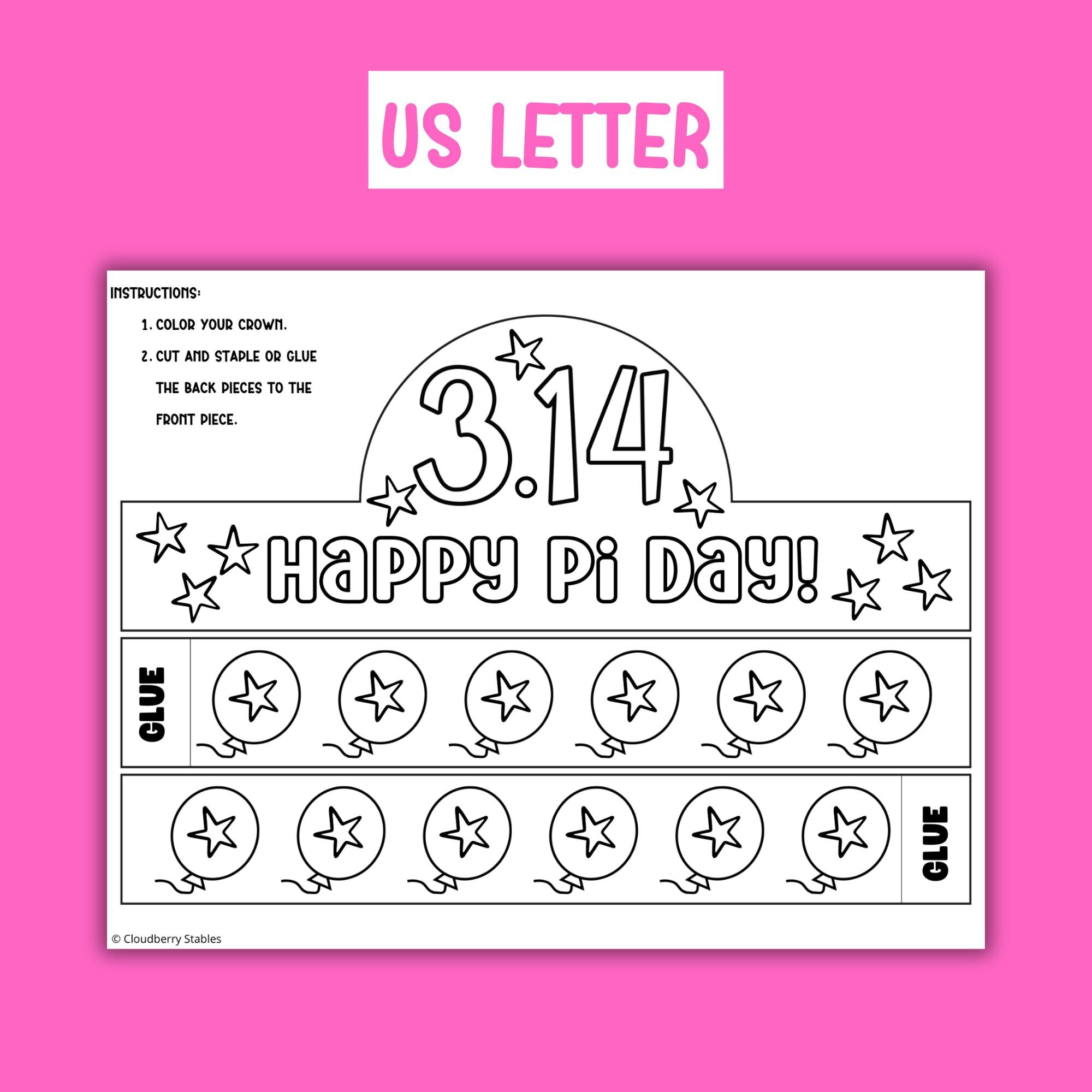 Pi Day Coloring Paper Crown Craft, Pi Day Headband Craft, Pi Day Party ...