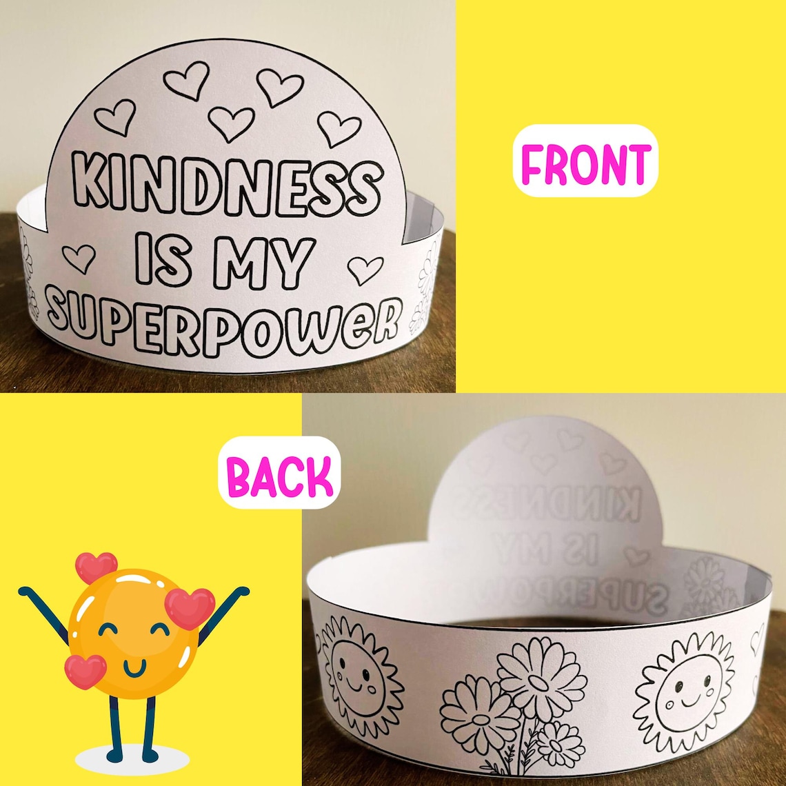 World Kindness Day Paper Crown Coloring Craft Activity for Kids ...