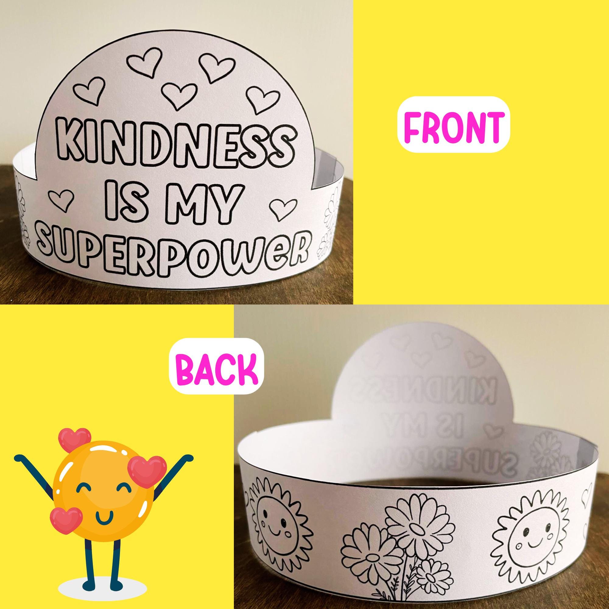 World Kindness Day Paper Crown Coloring Craft Activity for Kids ...