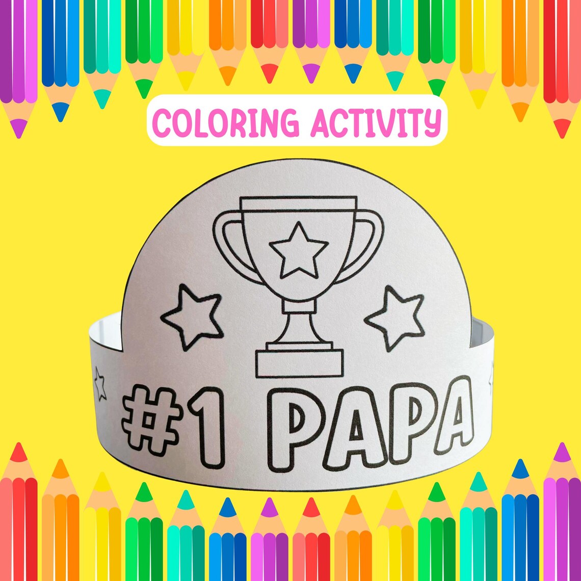 Grandparents Day Crown Coloring Craft Activity, Father's Day Grandpa ...