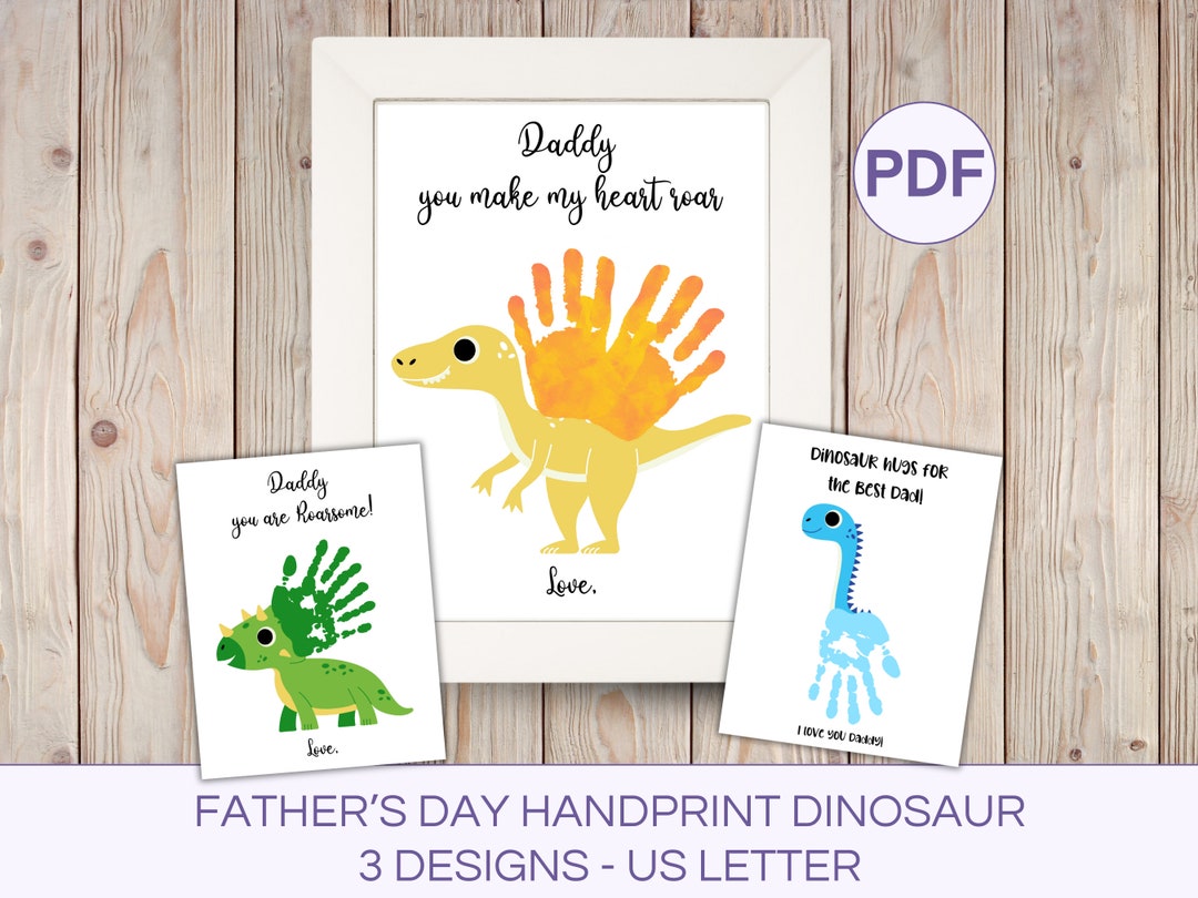 Father's Day Handprint Craft Printable Dinosaurs Happy Father's Day ...