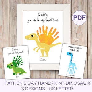 Father's Day Handprint Craft Printable Dinosaurs Happy Father's Day ...