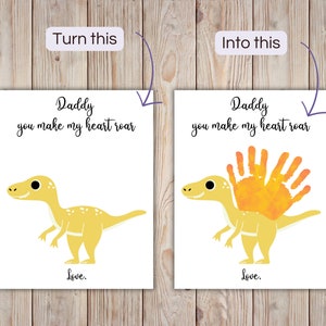 Father's Day Handprint Craft Printable Dinosaurs Happy Father's Day ...