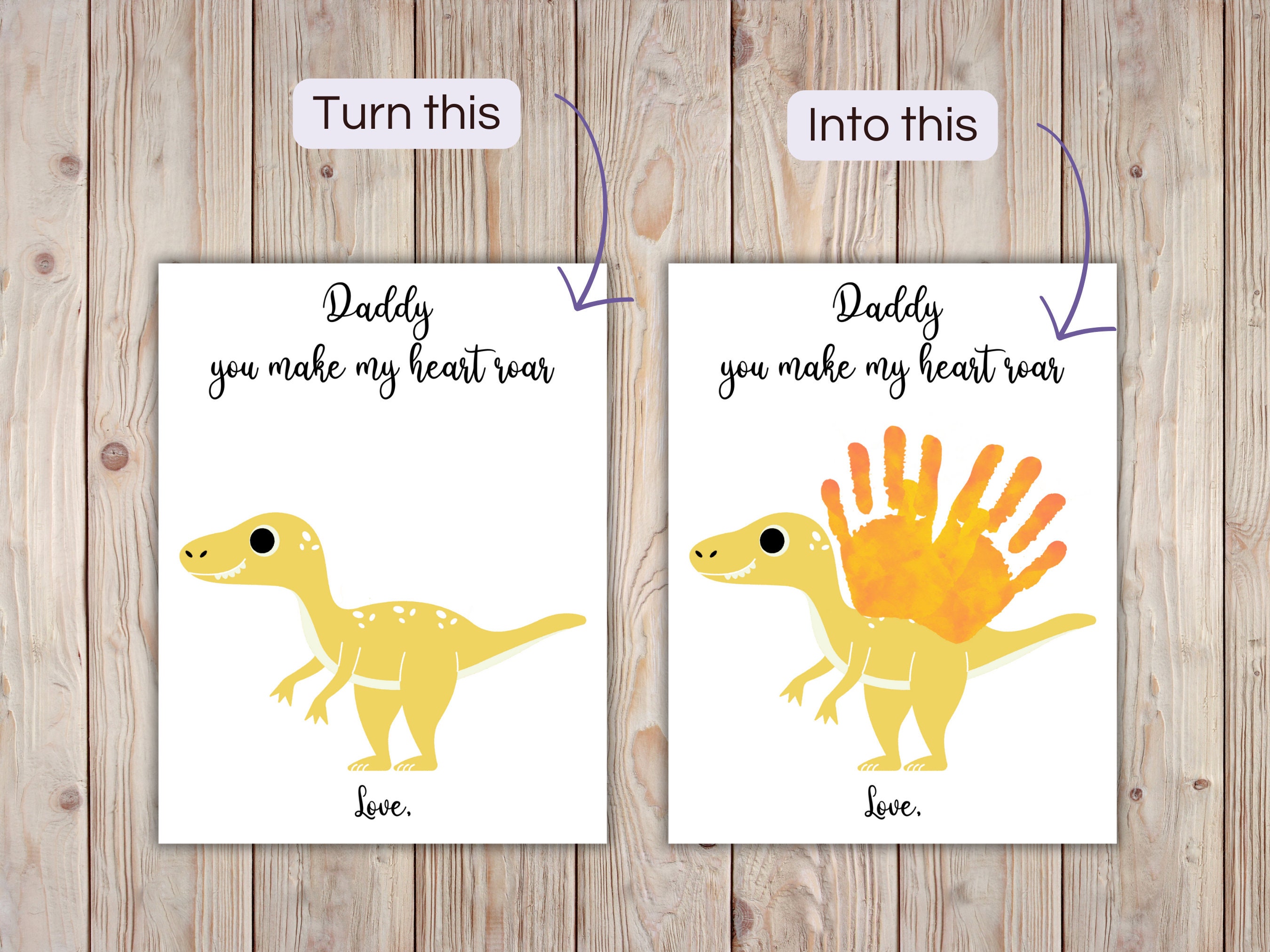 Father's Day Handprint Craft Printable Dinosaurs Happy Father's Day ...
