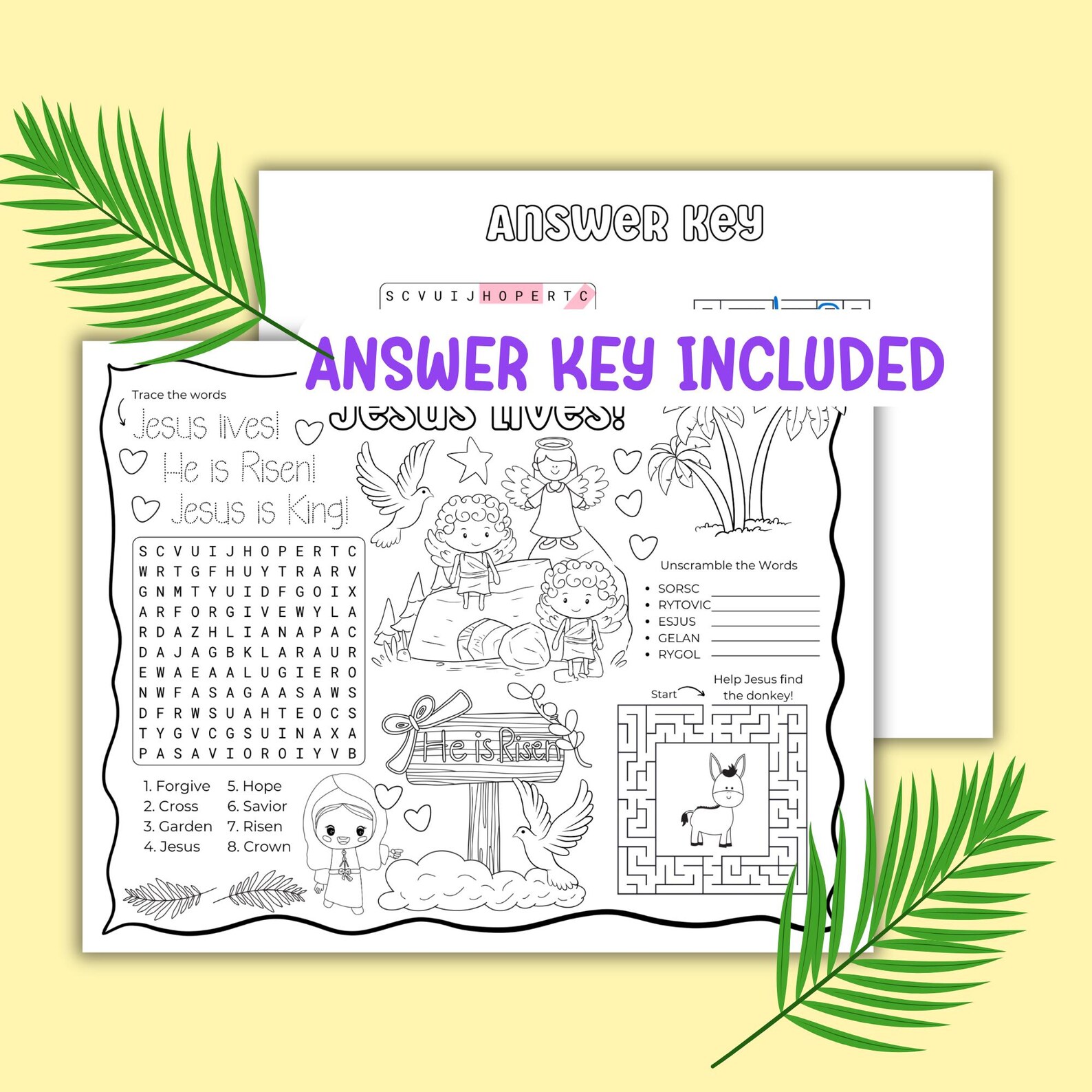 Holy Week Coloring Placemat Printable Christian Easter Worksheet Holy ...
