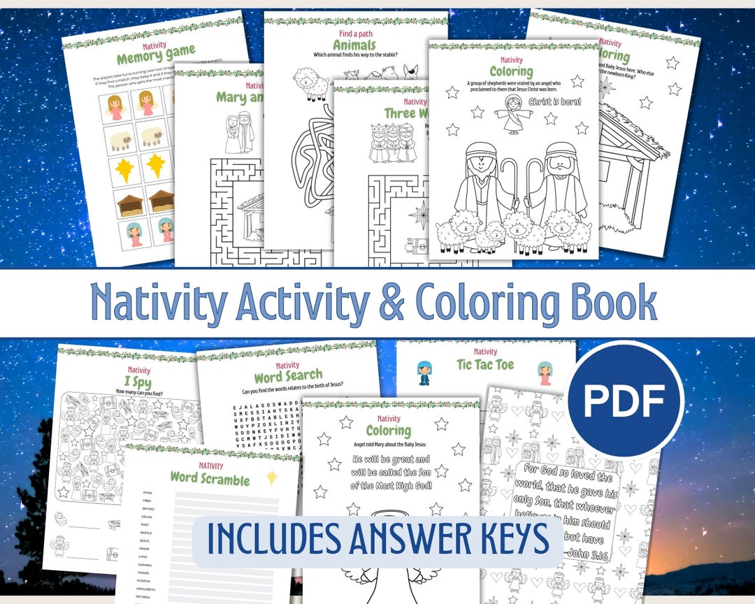 Printable Nativity Activity & Coloring Book, Christmas Activity Booklet ...