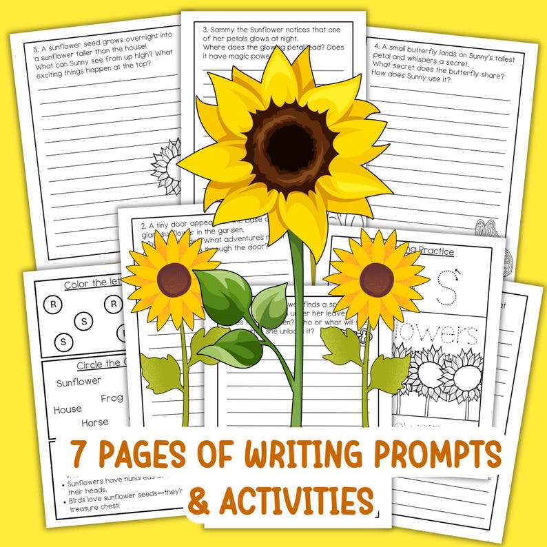 Build a Sunflower Paper Craft for Kids, Sunflower Writing Prompts ...