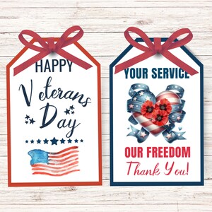 Veterans Day Gift Tag, Veterans Day Party Tags, Patriotic Gift Tag ...