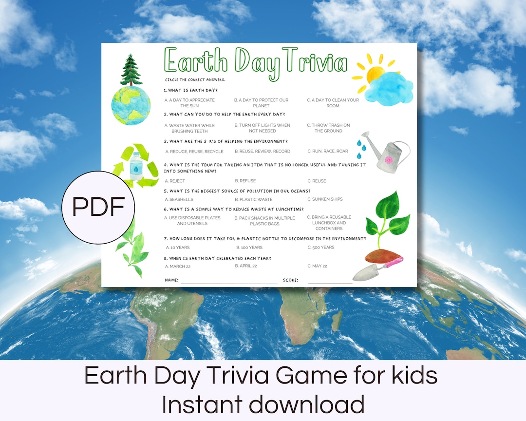 Earth Day Trivia Game for Kids Earth Day Classroom Activity Mother ...