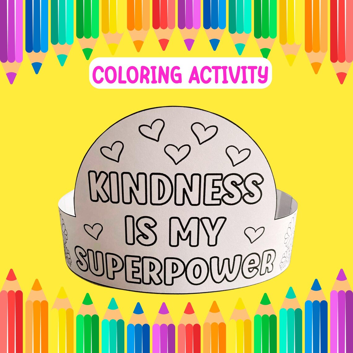 World Kindness Day Paper Crown Coloring Craft Activity for Kids ...