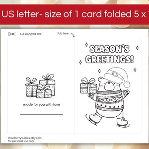 Christmas Coloring Cards for Kids Winter Holiday Coloring Cards ...