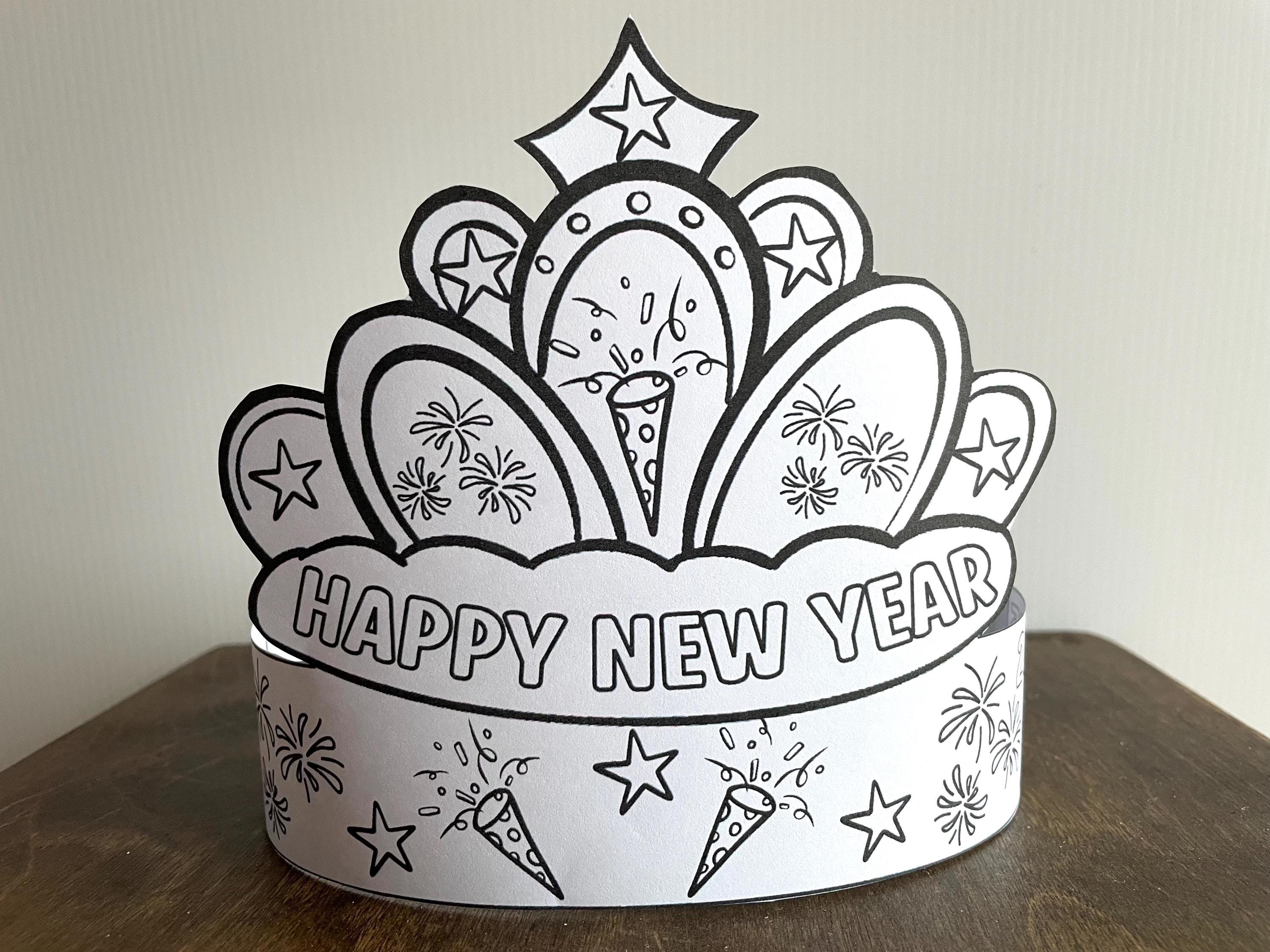 Happy New Year 2026 Crown, New Years Party Paper Crown Craft, Paper Hat ...