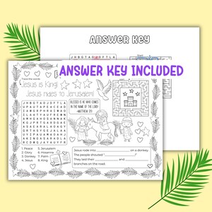 Palm Sunday Coloring Page Placemat Printable Christian Easter Worksheet ...